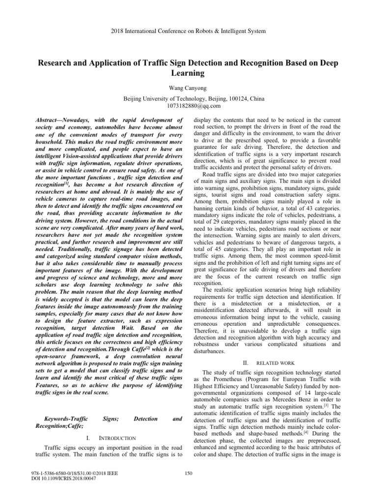 Research and Application of Traffic Sign Detection and Recognition ...