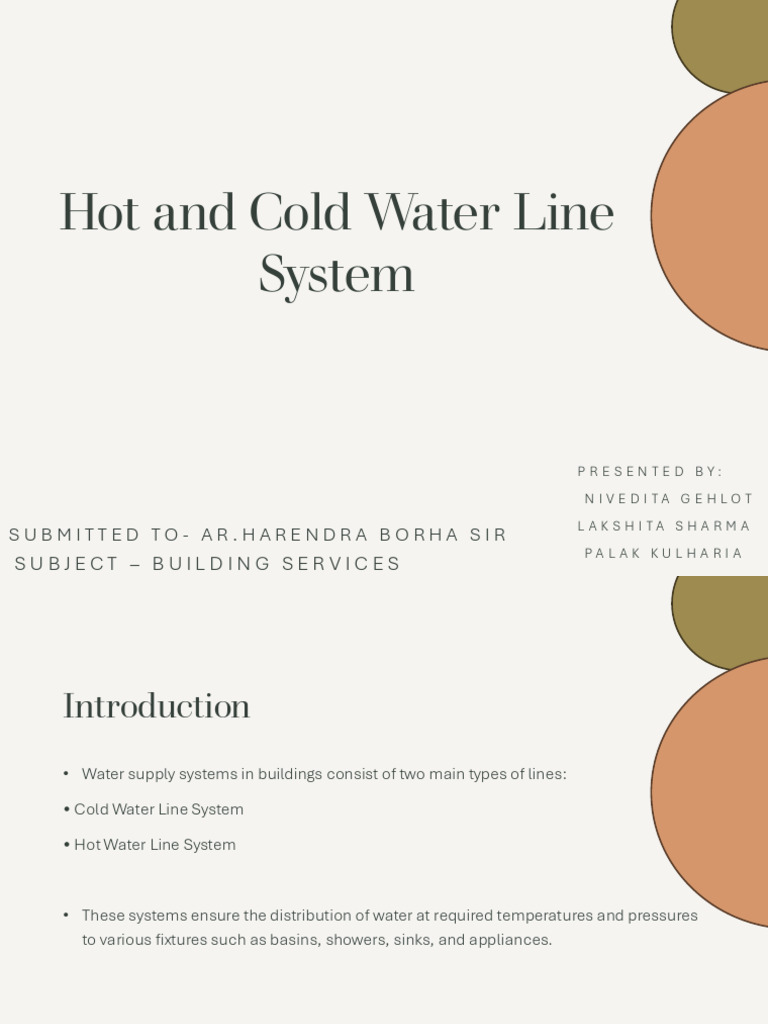 Hot and Cold Water Line System Building Services | PDF | Water Heating | Energy Technology