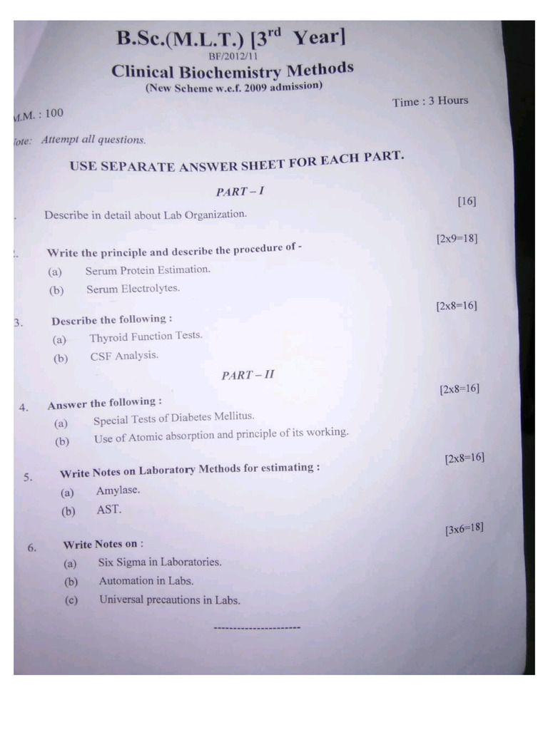 3rd Year Question Paper | PDF