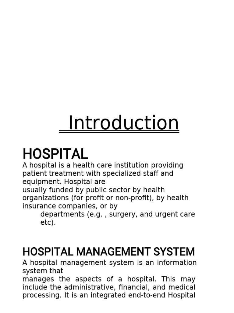 Hospital Management System Overview | PDF | My Sql | Databases