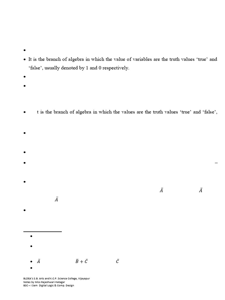 Digital Logic - Boolean Algebra | PDF | Boolean Algebra | Teaching Mathematics