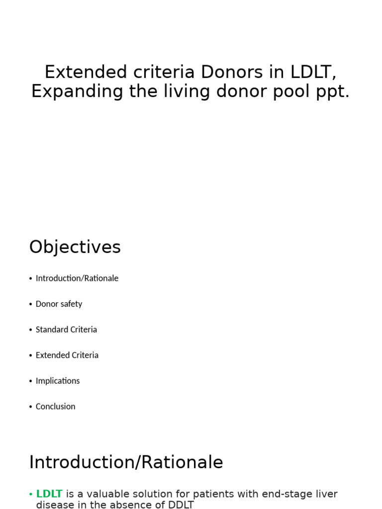 Presentation Extended Donor Selection Criteria | PDF | Liver | Organ ...