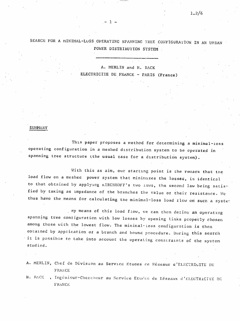 Minimal-Loss Tree Configurations in Power Systems | PDF | Vertex (Graph ...
