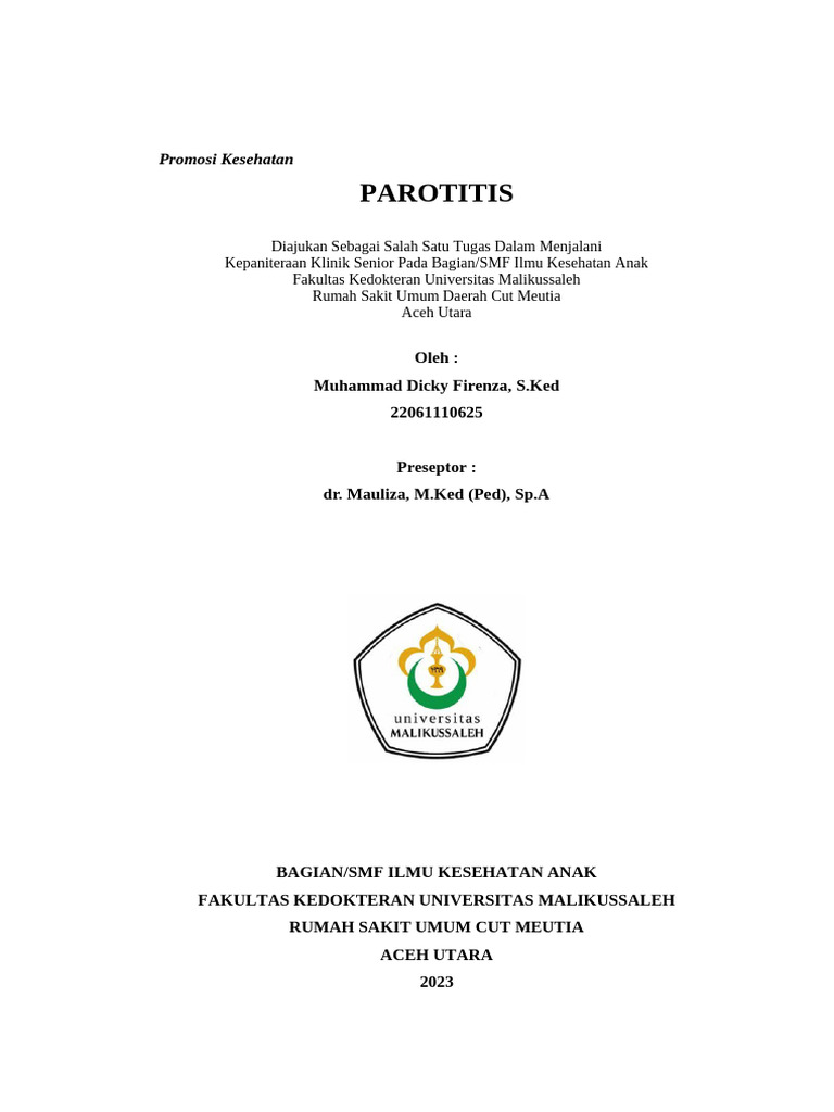 Promkes Parotitis Dicky | PDF