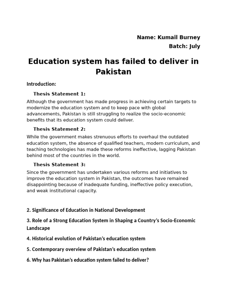 Failures of Pakistan's Education System | PDF | Governance | Economic ...