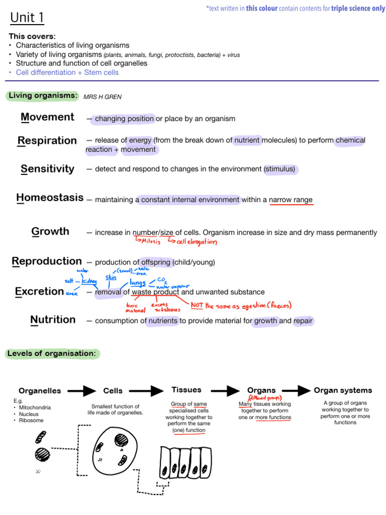 U1 The Nature and Variety of Living Organisms + Cell Structure 2 | PDF ...