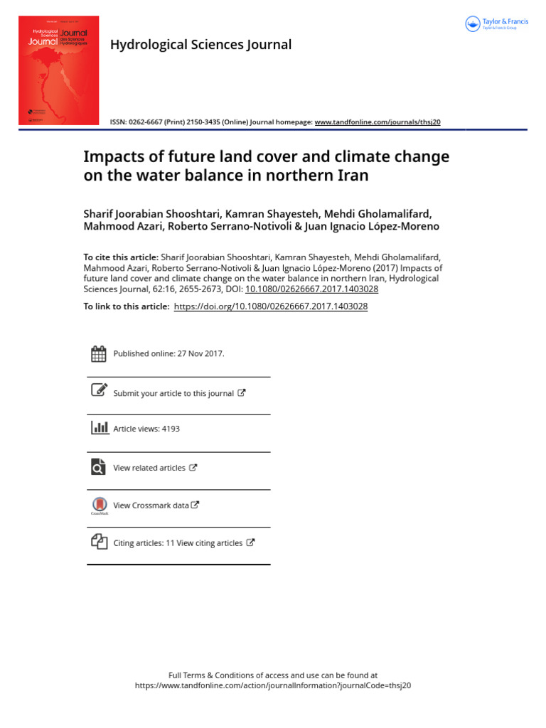 Impacts of Future Land Cover and Climate Change On The Water Balance in ...