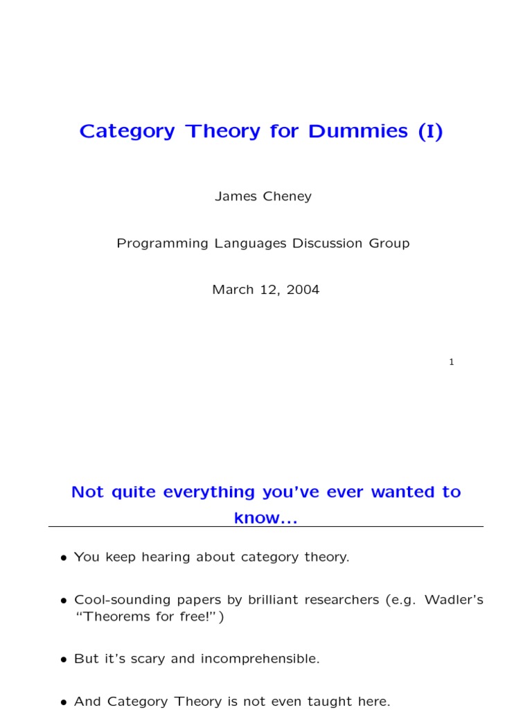 Category Theory For Dummies | PDF | Category Theory | Group (Mathematics)