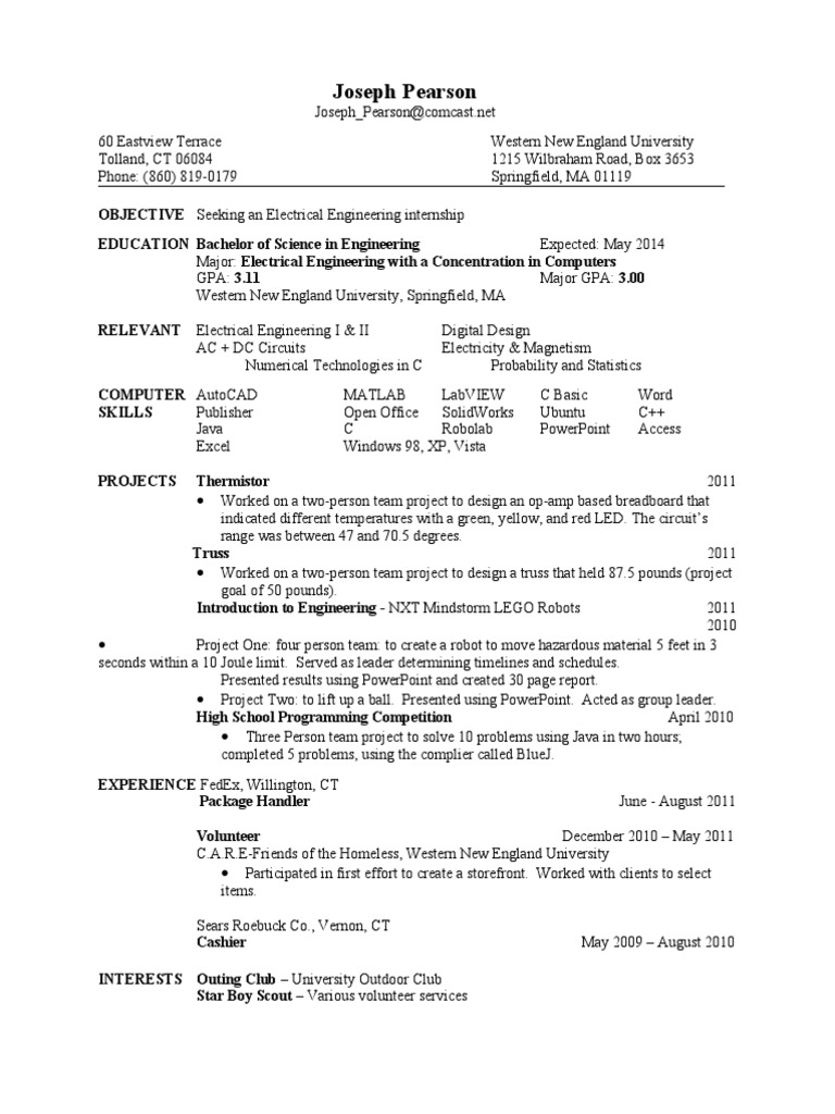 Joe Pearson's Résumé | PDF