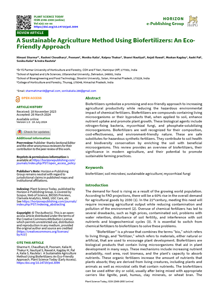 Eco-Friendly Biofertilizers for Sustainable Farming | PDF | Plant ...