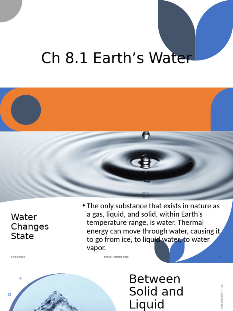 CH 8.1 Notes Earth's Water | PDF | Water | Evaporation