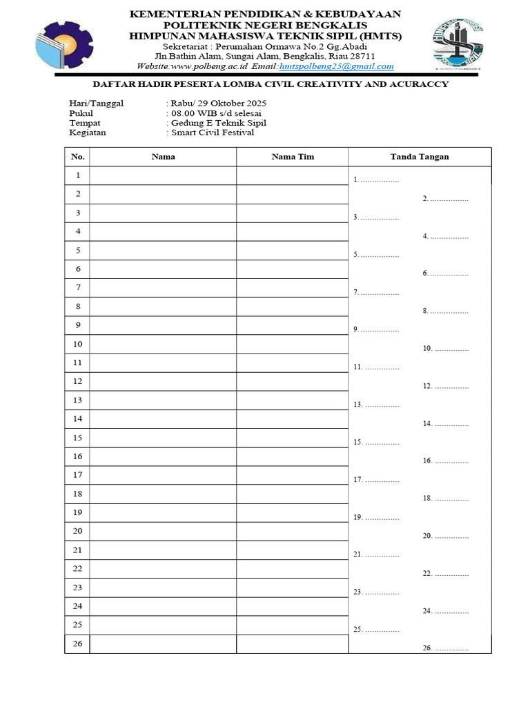 Absen Peserta Cca | PDF