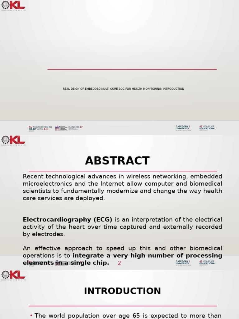 Real Deign of Embedded Multicore SoC For Health Monitoring Introduction Application Specific DSP ...