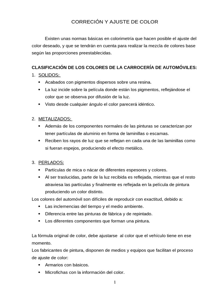 Ajuste de Color en Pinturas Automotrices | PDF | Color | Matiz