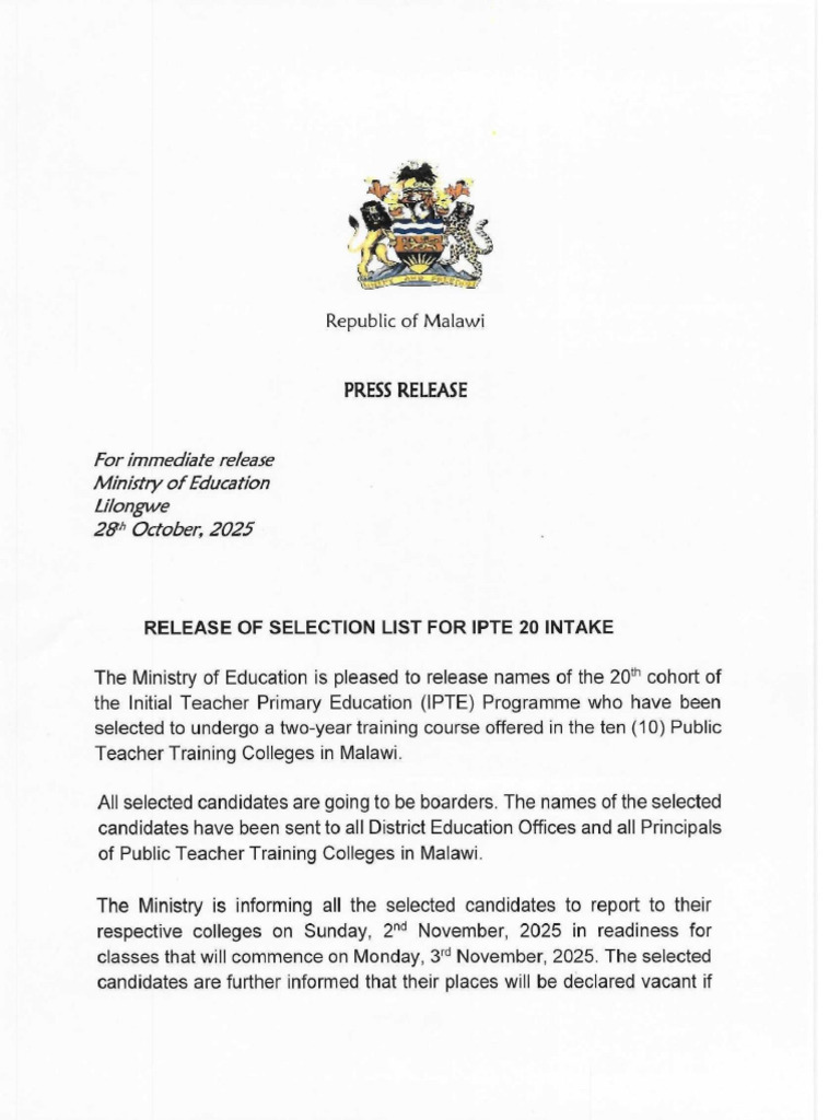Press Release-IPTE 20 Selection List | PDF