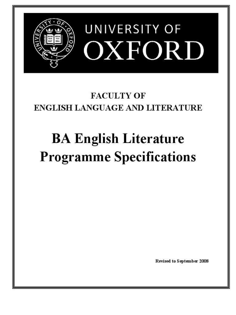 BA English Literature Programme Specifications | PDF | Educational ...