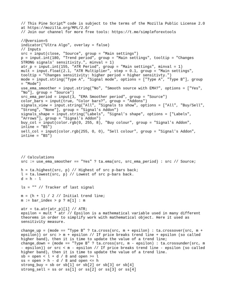 Ultra Algo Pine Script Indicator | PDF