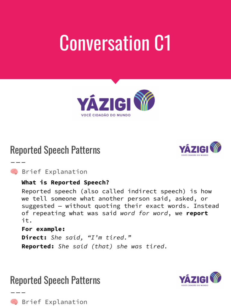 Conversation C1 (Reported Speech Pattern) | PDF | Subject (Grammar ...