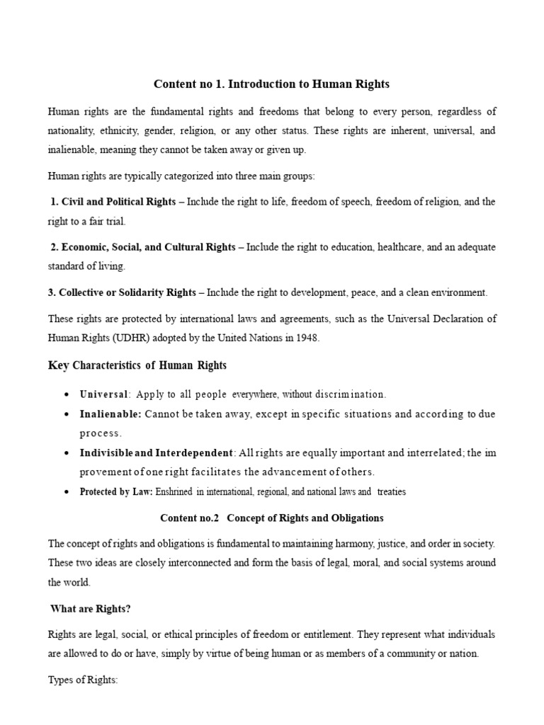 Final Notes For Human Rights | PDF | Human Rights | Rights