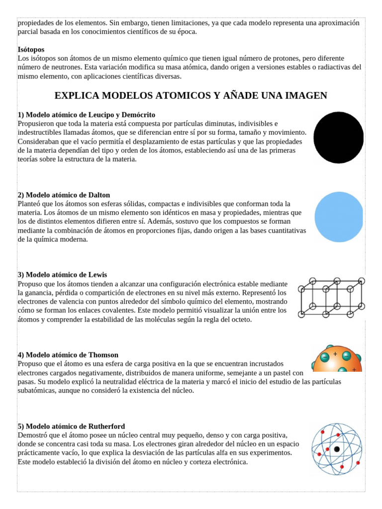 Modelos Atómicos y Propiedades Químicas | PDF | Átomos | Enlace químico