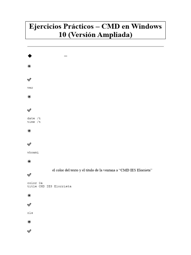 Ejercicios Prácticos CMD | PDF | Archivo de computadora | Tecnología de sistema operativo