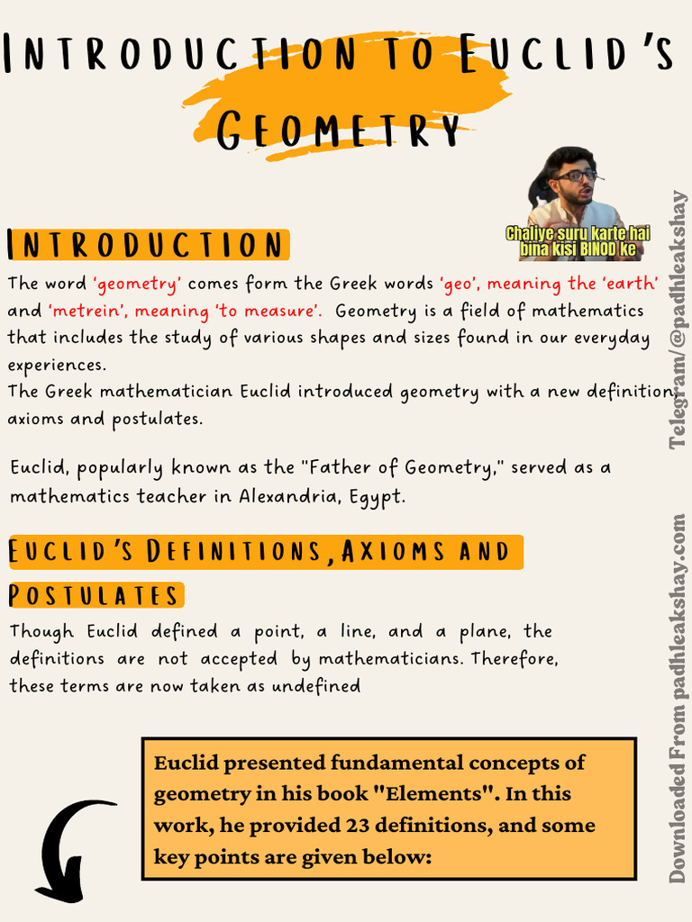 Euclid's Geometry: Definitions & Axioms | PDF | Axiom | Line (Geometry)