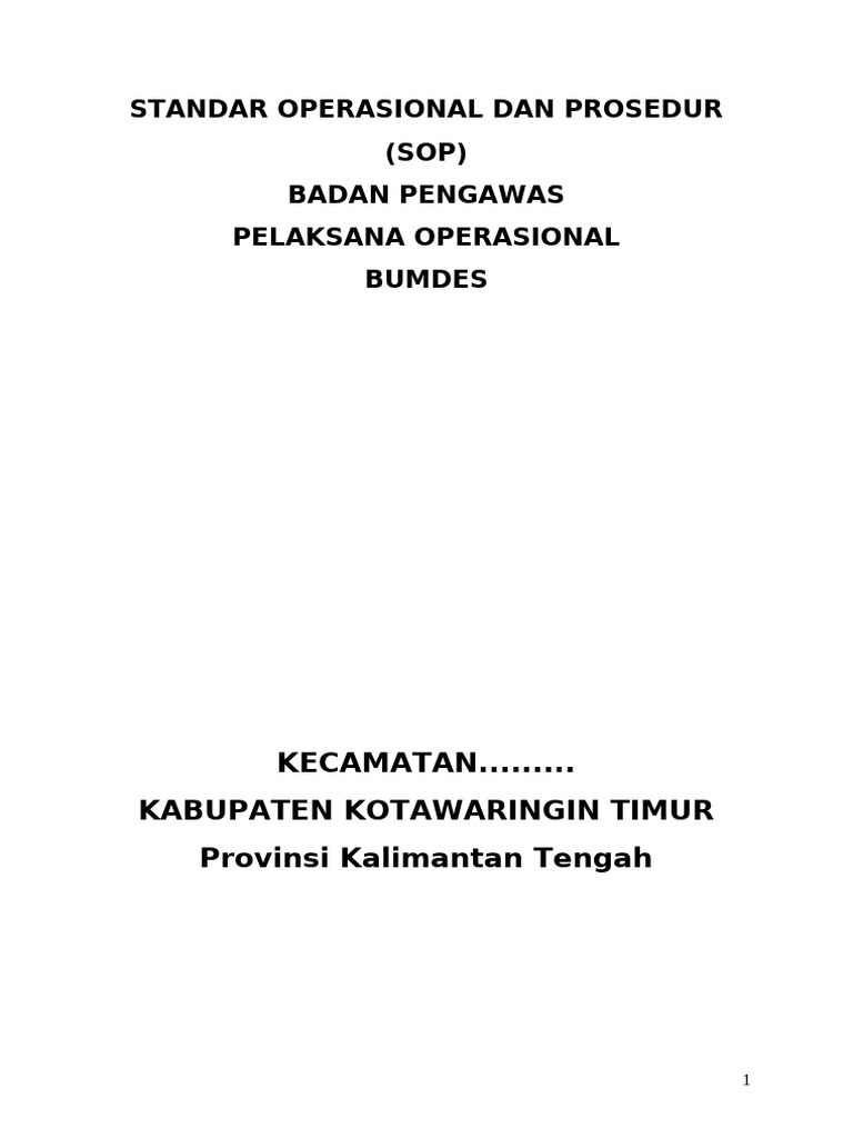 Sop BP Pelaksana Operasional Bumdes Bersama-1 | PDF