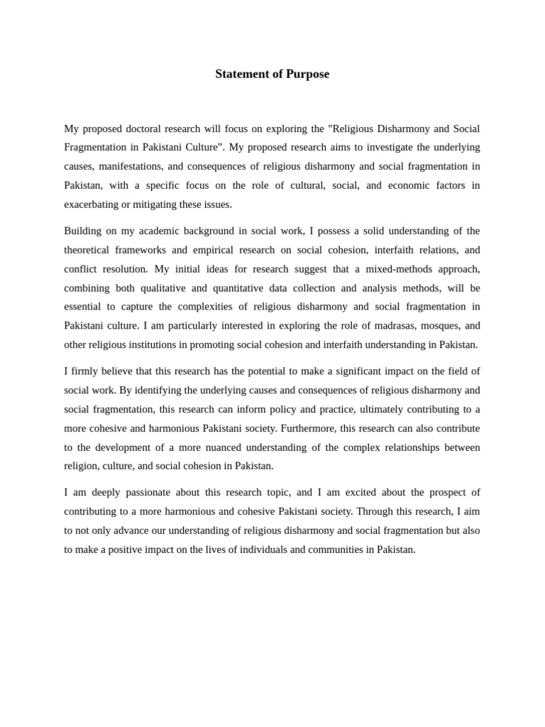 Statement of Purpose PHD | PDF