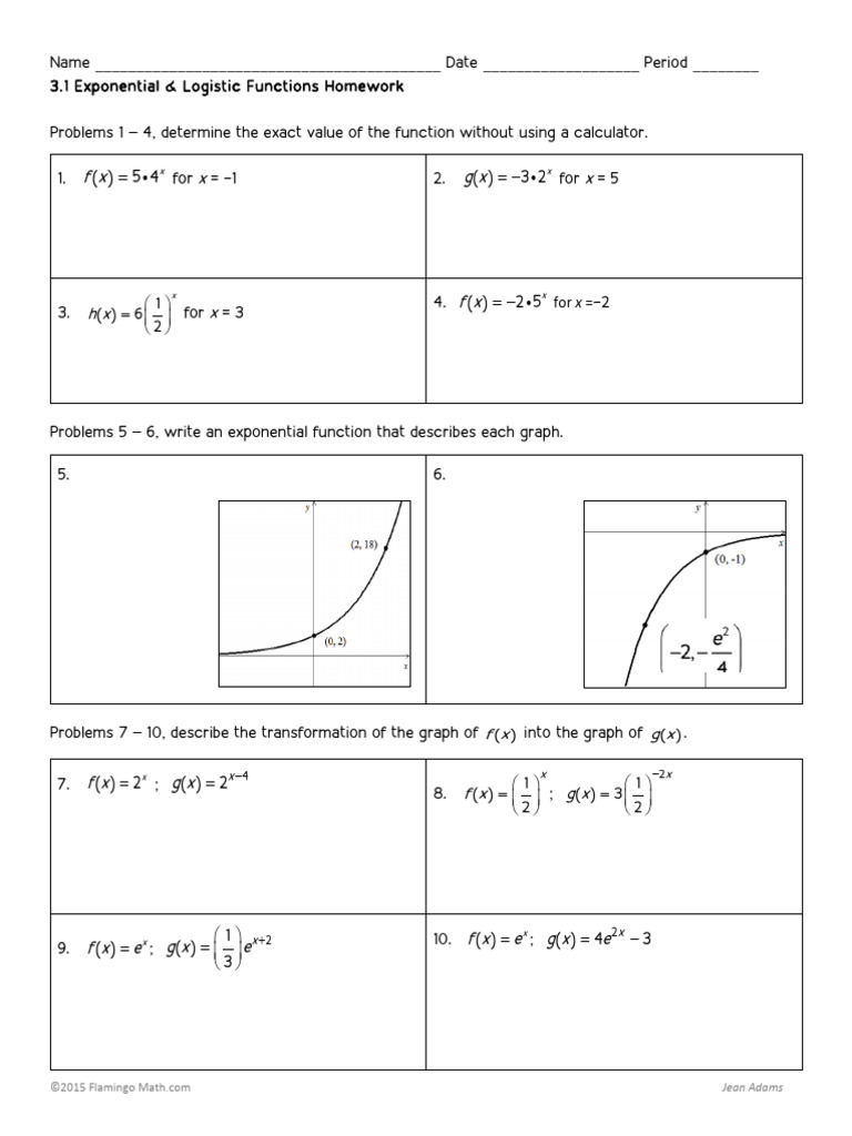 1 Exponential Logistic Functions HW | PDF