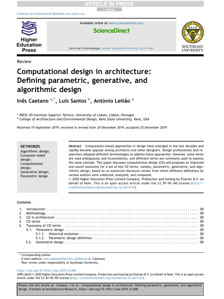 Computational Design in Architecture Definiting Parametric Generative and Algorithmic Design ...