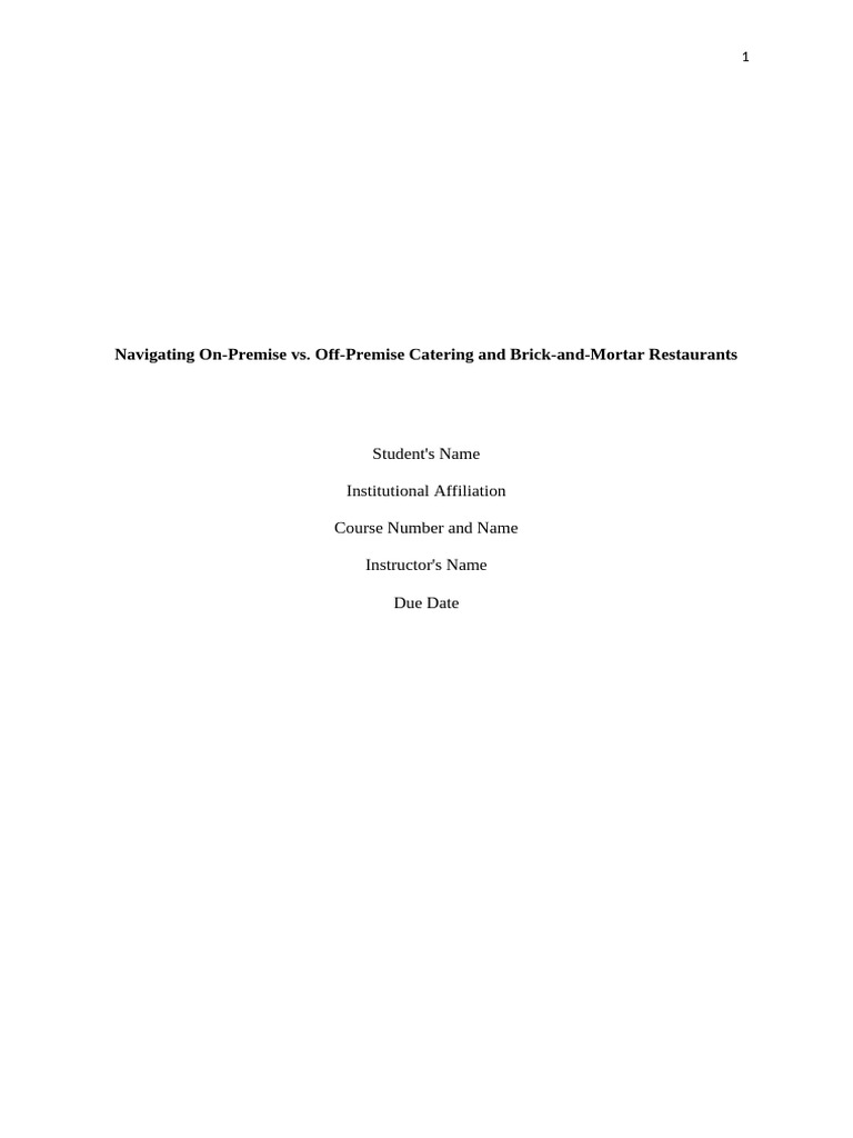 On-Premise vs. Off-Premise Catering | PDF | Restaurants | Cuisine