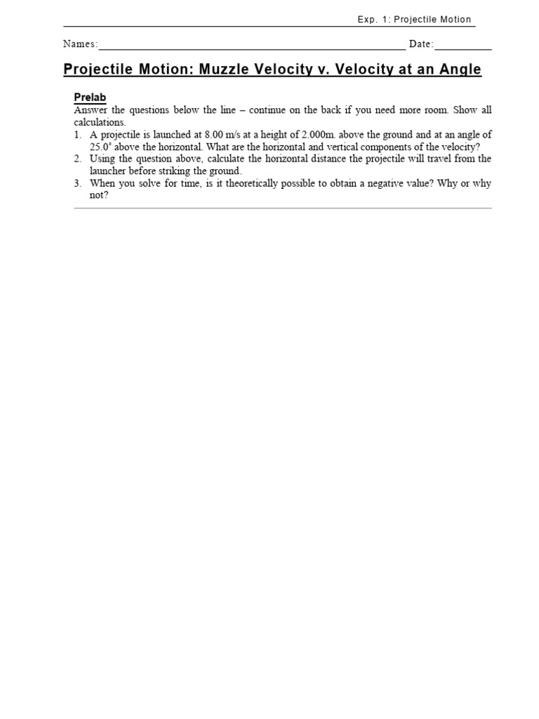 Projectile Motion Lab Final PDF | PDF | Projectiles | Mechanics