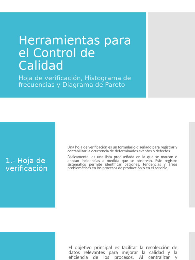S4 Htas Control de Calidad Histograma Hoja Verif Diagrama de Pareto ...