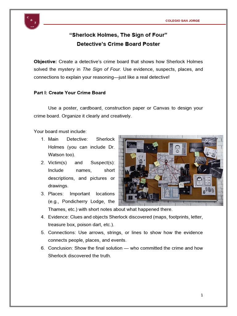 Sherlock Holmes Crime Board Project | PDF | The Sign Of The Four ...