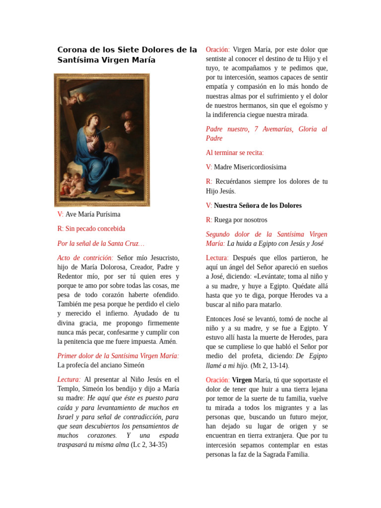 Corona de La Virgen Dolorosa | PDF | María, madre de Jesús | Intercesión