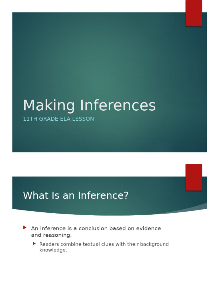 11th Grade Inference Lesson With Notes | PDF