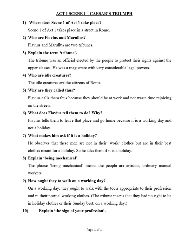 Julius Caesar Act 1, Scene 1 | PDF | Julius Caesar | Pompey