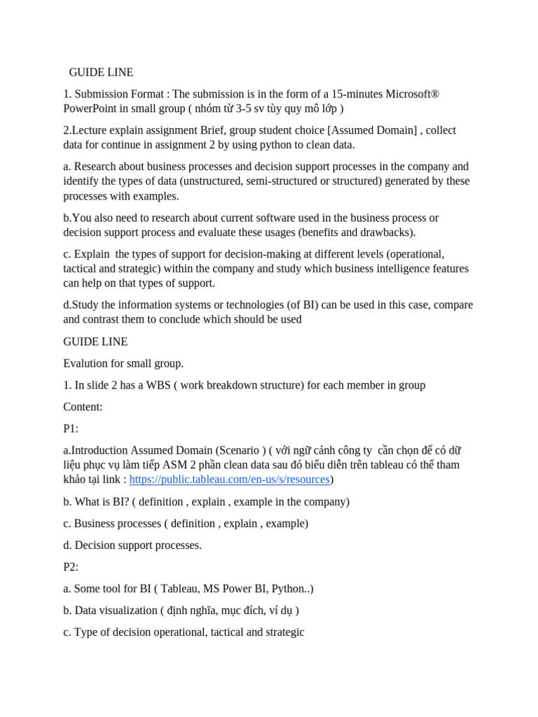 Guide Line Asm1 BI | PDF