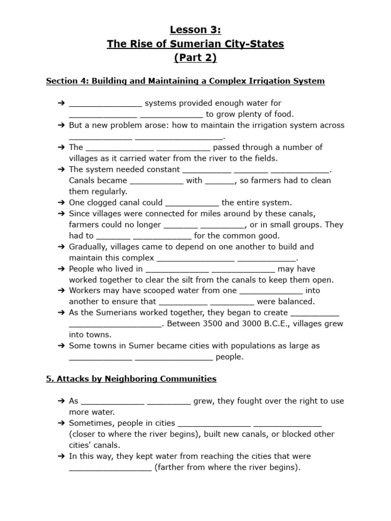 Lesson 4 (Part 2) Cloze Notes | PDF | Sumer