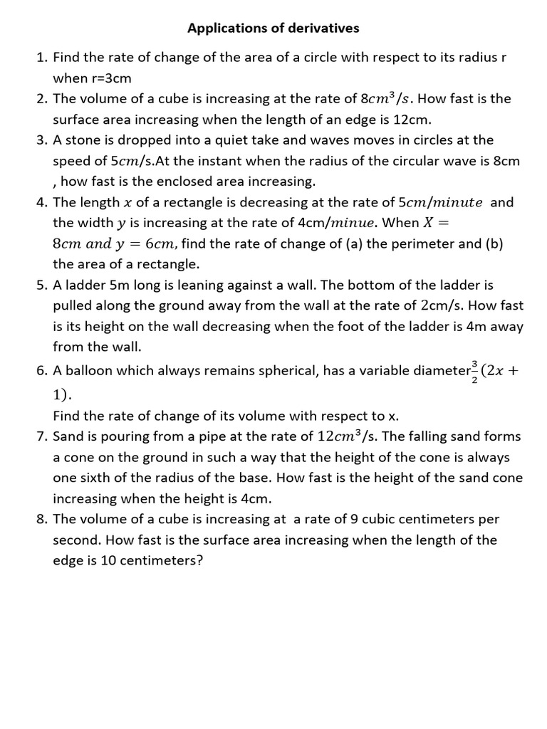 Applications of Derivatives and Functions | PDF | Tangent | Slope