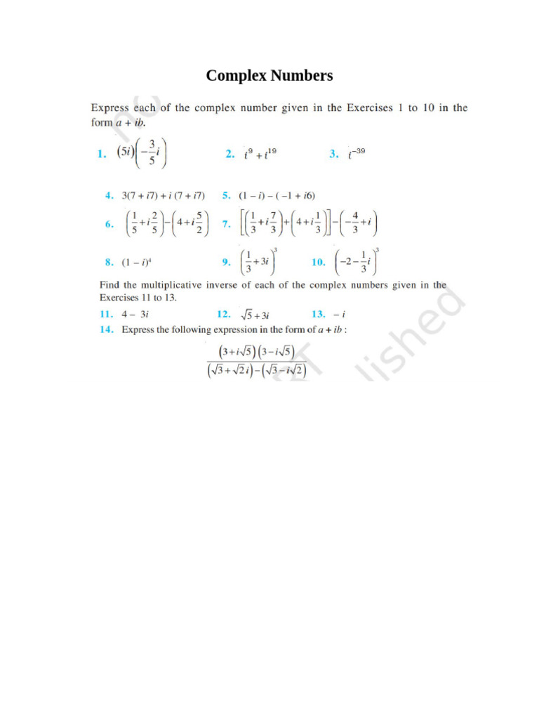 CH 6 - Complex Numbers | PDF