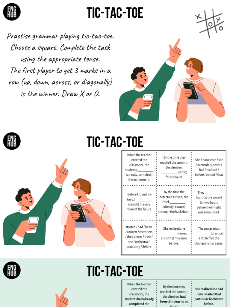 Tic-Tac-Toe Grammar Practice | PDF