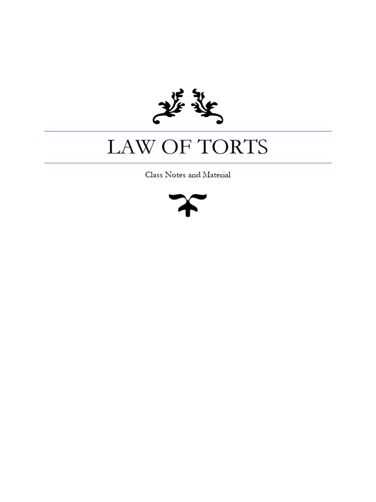 Law of Torts: Key Concepts and Cases | PDF | Tort | Legal Liability