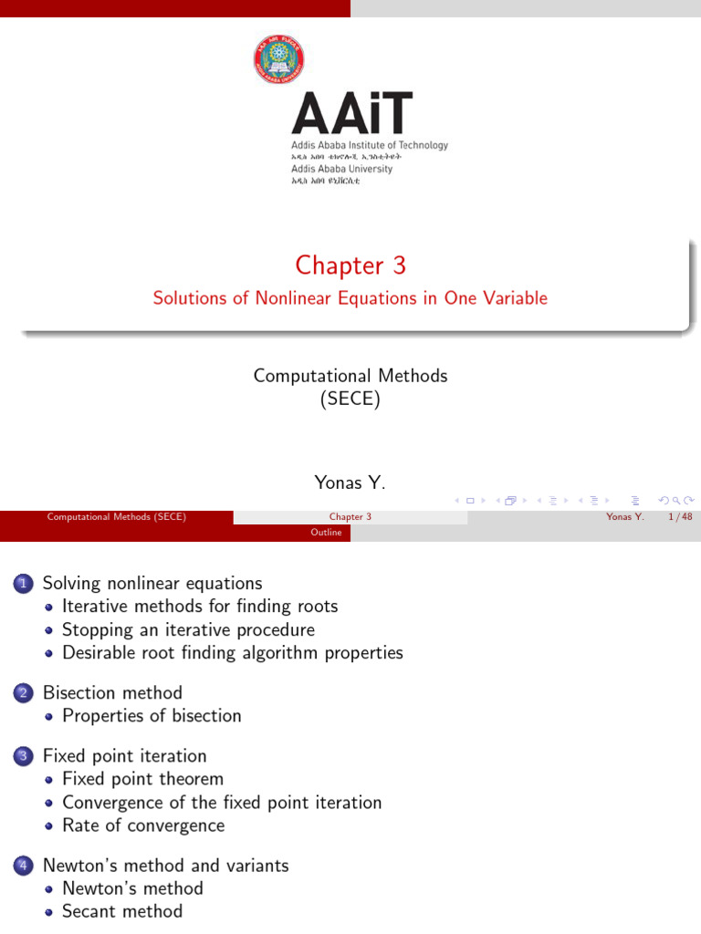 Solutions of Nonlinear Equations | PDF | Elementary Mathematics | Applied Mathematics