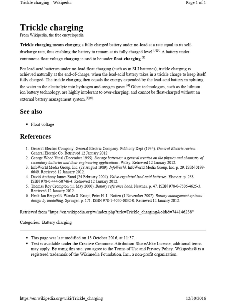 Trickle Charging 2016 | PDF | Rechargeable Battery | Electricity