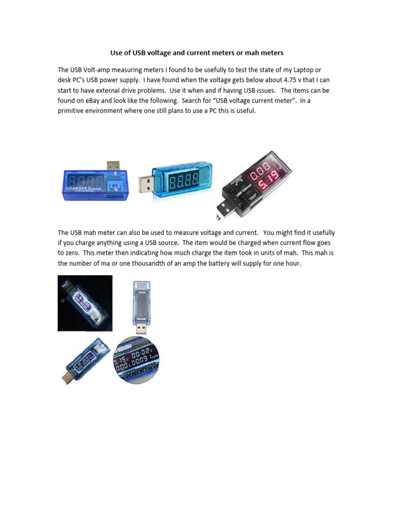 Use of USB Volt-Amp or Mah Meters-2016 | PDF