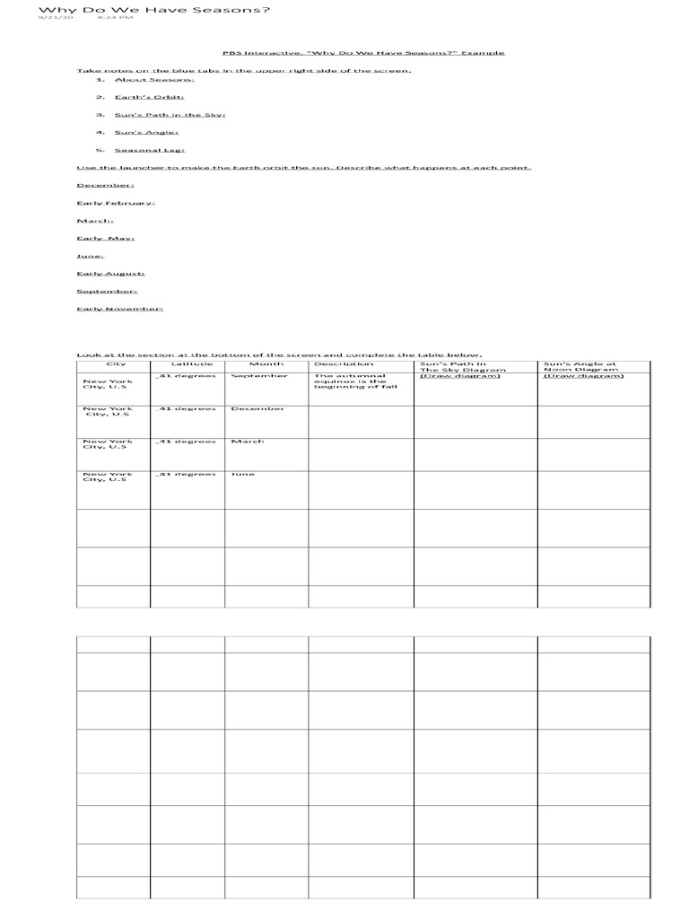 Why Do We Have Seasons | PDF