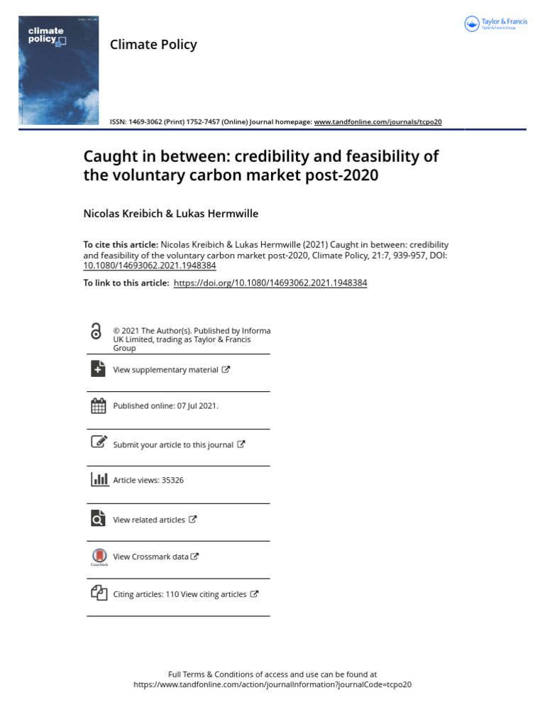 Caught in Between Credibility and Feasibility of The Voluntary Carbon ...