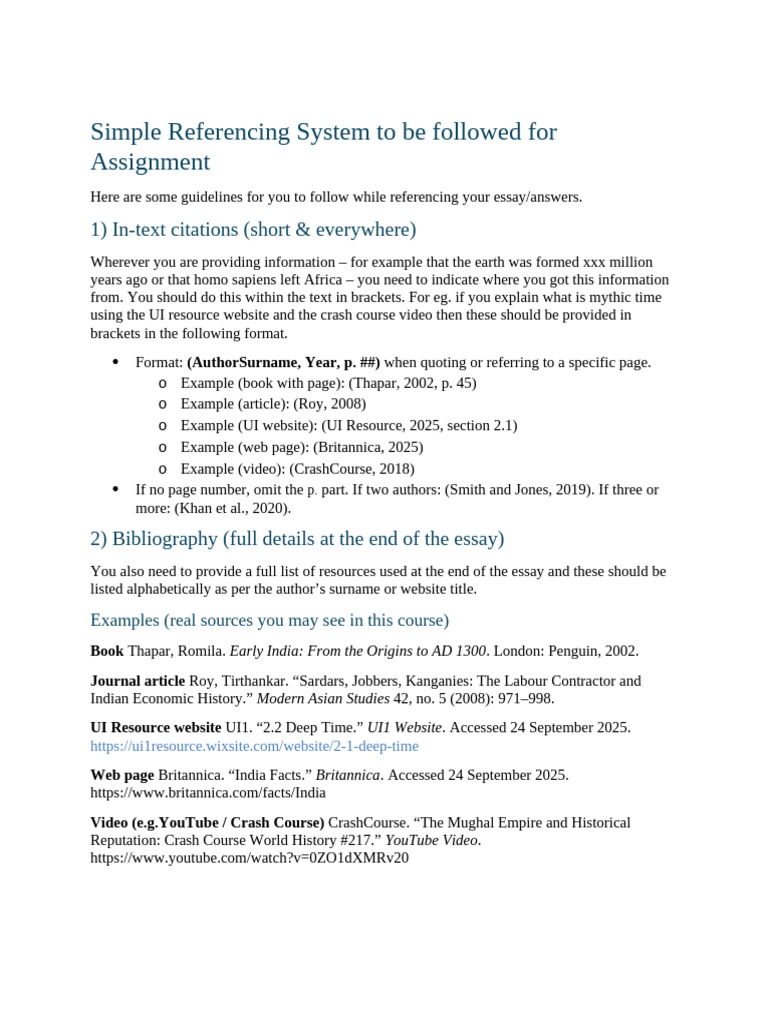 Instructions For Referencing | PDF