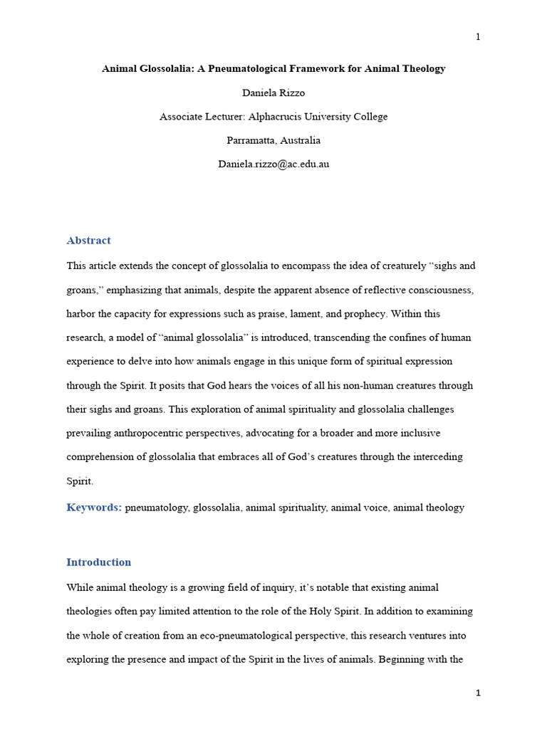 Animal Glossolalia and Spirituality | PDF | Pentecostalism | Angel